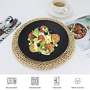 PYRMONT 9-Inch Plastic Plates Reusable Plastic Plates Camping Plates of 6 Lightweight Wheat Straw Plates Dishes Plates Set Salad Plates Dinner Plates Dishwasher & Microwave Safe, BPA Free
