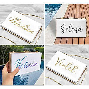 Custom Clutch Bag Add Your Text Bridal Shower Engagement Gift Shoulder Acrylic Handbag Women Purse