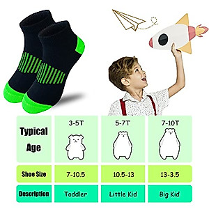 JAMEGIO boy socks 12 Pairs kids Low Cut socks Half Cushion Sport Ankle Athletic Sock for Little Big Kids(7-10 Years)
