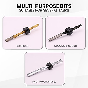 Drixet Drill Stop Bit Collar Set – Kit Includes: 1/8", 3/16”, 1/4”, 5/16”, 3/8”, 7/16” and 1/2-Inch with Allen Wrench to Tighten The Stops Set-Screws (7-Piece)
