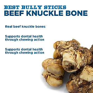Best Bully Sticks All Natural Beef Knuckle Bones for Dogs - 5 Pack - Long Lasting Dog Bones for Aggressive Chewers