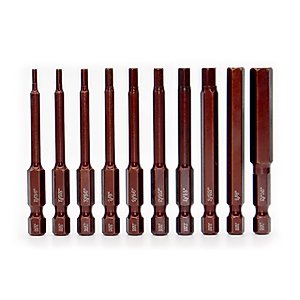 2.5" SAE HEX Bit Set | SAE Taiwan S2 Steel HEX Bit Set | SAE Hex Head Bit Set | Hex Head Allen Wrench Drill Bit Set | 10-Piece | for 1/4" Impact Driver or Drill by Milliontronic