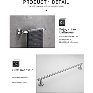 Bathroom Hardware Set Accessories Kit Brushed Stainless Steel Round Wall Rack Hand Bar Toilet Roll Paper Holder Robe Towel Hook,BG,Towel bar,60cm