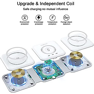 UCOMX Nano 3 in 1 Wireless Charger,Magnetic Foldable 3 in 1 Charging Station,Fast Wireless Charging Pad,Compatible for iPhone 14/Pro/Max/Plus/13/12 Series,AirPods 3/2/Pro,iWatch(Adapter Included)