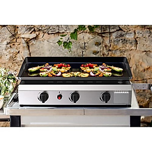 ADREAK 25.6 Inch 3 Burner BBQ Gas Grill Griddle, Stainless Steel Portable Detachable 30,000 BTU Table Top Propane Grill, Patio Garden Barbecue Grill with Two Side Table for Outdoor Cooking Camping or Tailgating (Only Griddle)