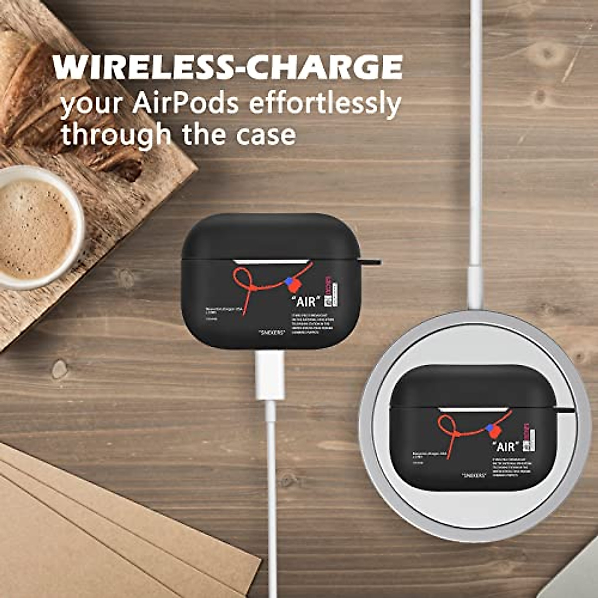 AirPod Pro Case Hot Sports Shoes Brand Creative Painted Soft Silicone Shockproof Cover Compatible with AirPods Pro Case (Black)