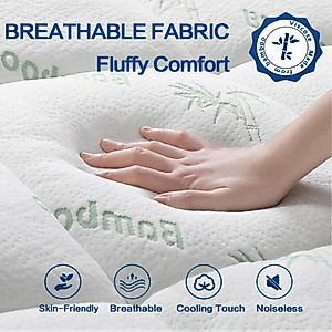 Mattress Topper Twin Size, Cooling Extra Thick Breathable Viscose Made from Bamboo Mattress pad, Soft Quilted Fitted Mattress Cover with 1000 GSM Down Alternative Fill (8-21”Deep Pocket)