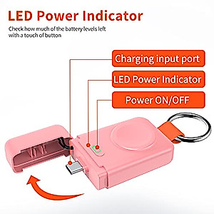 Portable Charger for Apple Watch,2 Pack Magnetic Keychain Wireless Power Bank Charger Compatible for Apple Watch Series 8/UItra/7/6/5/4/3/2/SE,1400mAh Travel iWatch Charger Style Gift (Black-Pink)