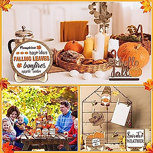 Maitys 21 Pcs Fall Thanksgiving Tiered Tray Decor Set Fall Pumpkin Gnome Truck Wood Sign Rustic Farmhouse Decor Hello Fall Wood Bead Decorative Tabletop Sign for Autumn Thanksgiving Day Table Holiday