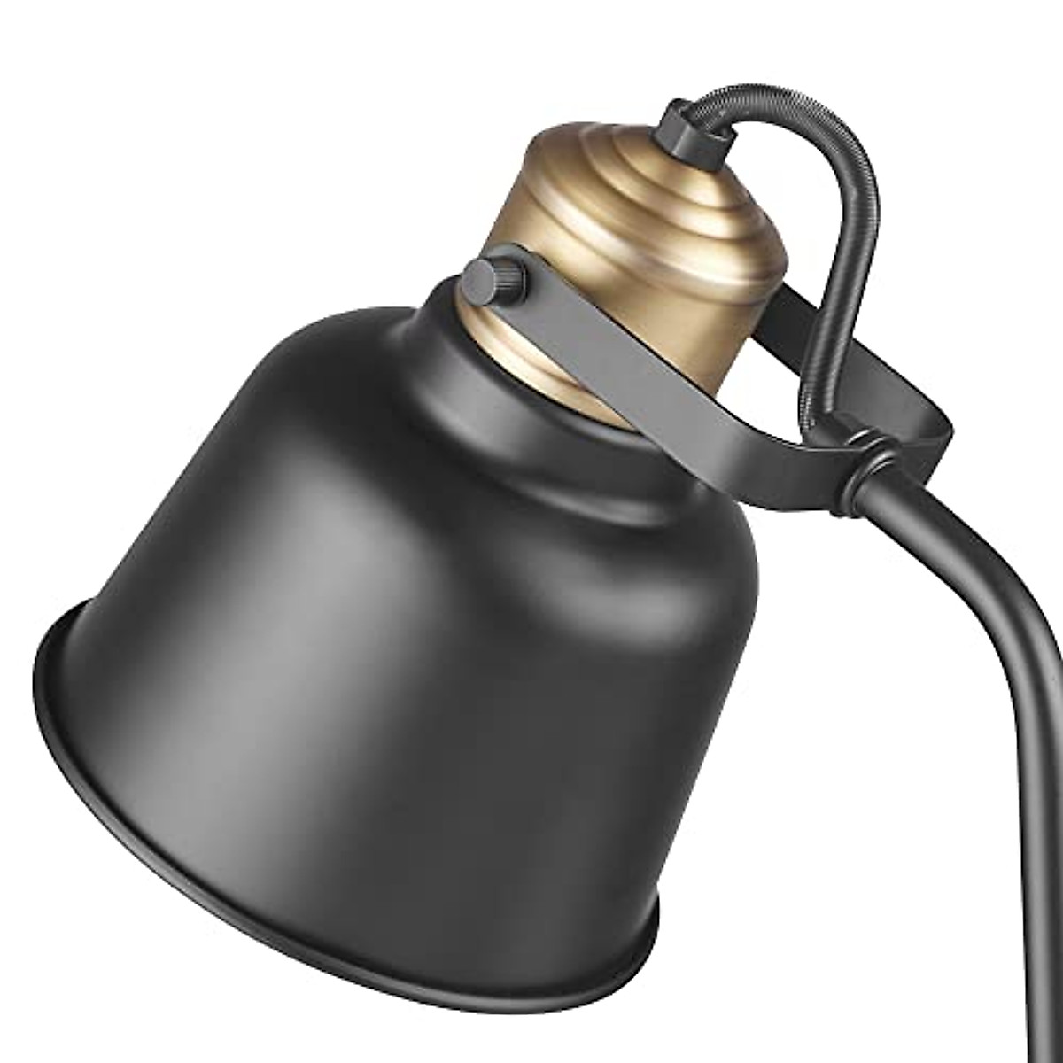 Globe Electric 30297 18" Desk Lamp with 2.1 USB Port, Matte Black, Brass Accents, Push Button On/Off Switch, Home Décor, Desk Lamps for Home Office, Home Office Accessories, Home Improvement