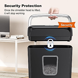 Bonsaii Paper Shredder for Home Use, 6 Sheet Crosscut Paper Credit Cards, Staples, and Clips Shredder for Home Office Use, Portable Handle Design, 3.4 Gal Wastebasket (C237-B Upgrade Version)