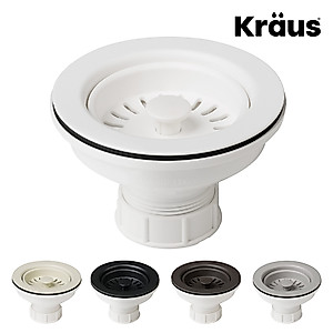 Kraus Kitchen Sink Strainer for 3.5-Inch Drain Openings in White, PST1-WH
