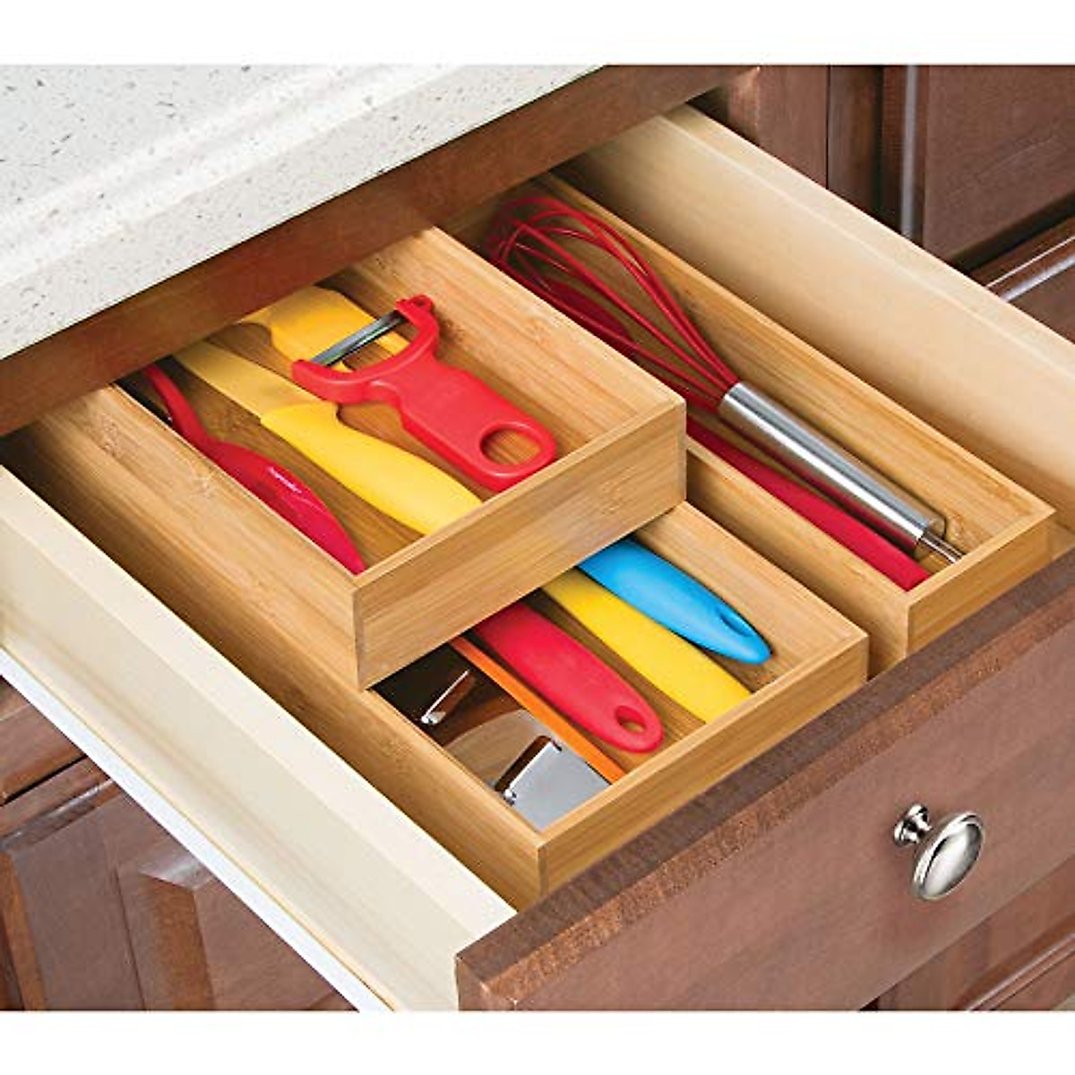 iDesign 41850 InterDesign Stackable Box-Bamboo, 3” x 12” x 2” Formbu Drawer Organizer - 3" x 12" x 2", 3" x 12"