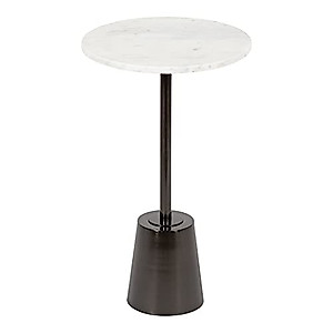 Kate and Laurel Tira Round Side Table, 14 x 14 x 24, White and Gray, Decorative Pedestal Style End Table for Use as a Bedroom Nightstand or Living Room Accent