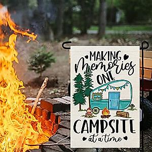 Camping Making Memories Garden Flag 12x18 Inch Double Sided RV Campsite Campfire Outside Party Decoration Yard Décor
