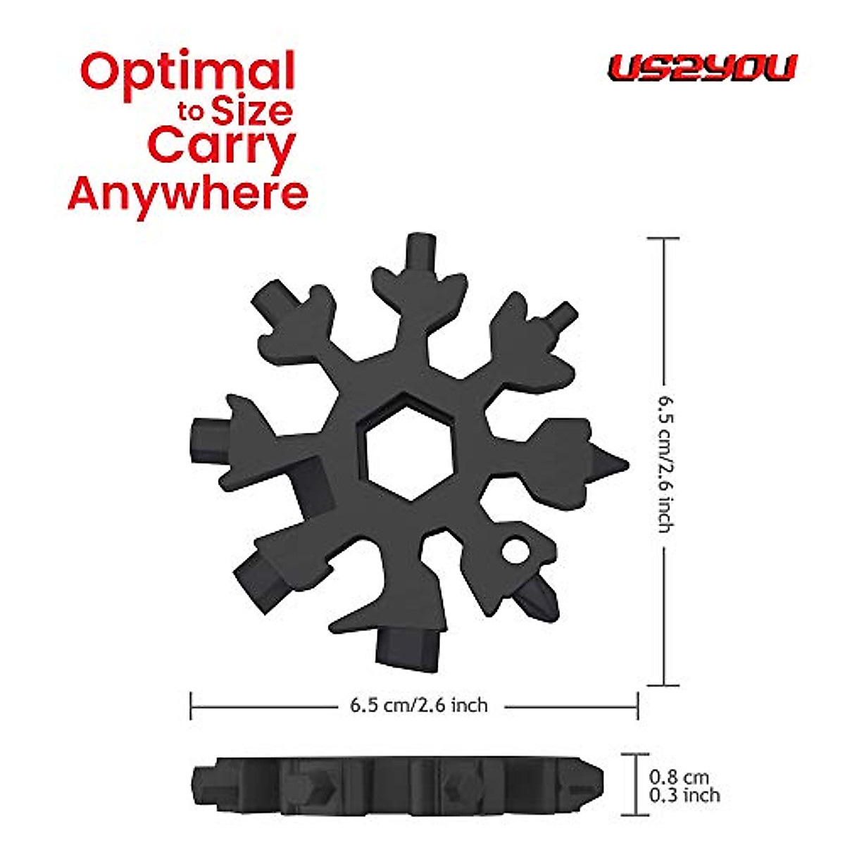 US2YOU 18-in-1 Snowflake Multitool pack of 3, Stainless Steel Screwdriver Hand DIY Snowflake Multi tool, Portable Camping Accessories , Gadgets For Men and Christmas Gifts for Men, Women