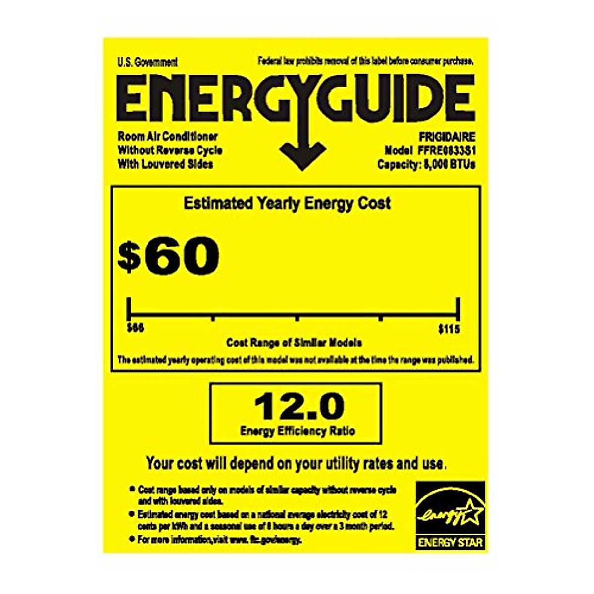 FRIGIDAIRE FFRE0833S1 8,000 BTU 115V Window-Mounted Mini-Compact Air Conditioner with Temperature-Sensing Remote Control