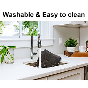 Vinyl Woven Placemats for Dining Table Set of 6, Washable Heat Resistant Place Mats for Home Kitchen Dinner, Indoor Outdoor Placemats for Patio Table, Black Brown Rectangle Table Mats by WEHVKEI