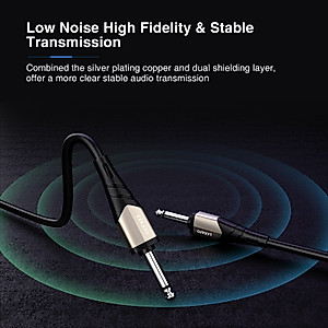 LEKATO Guitar Cable 1/4 Inch Professional Instrument Cable Electric Guitar AMP Cord, Straight to Straight Cord Compatible with Electric Guitar,Bass,Amp,Keyboard,Mixer(10ft