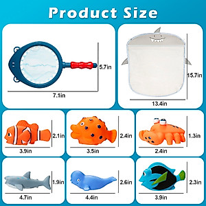No Hole Mold Free Bath Toys for Toddlers 1-3, Water Toys for 6-12 Months Infants with Storage Bag, Baby Shark Toys for Pool, Bathtub, Beach, Shower, Tub, Kids Boys Girls Gifts