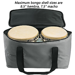 YOUEON Bongo Drum Bag with Carrying Grip, 18 Inch Standard Size Padded Bongo Gig Bag Bass Drum Fabric Bag with Dense Protective Interior Padding, Grey