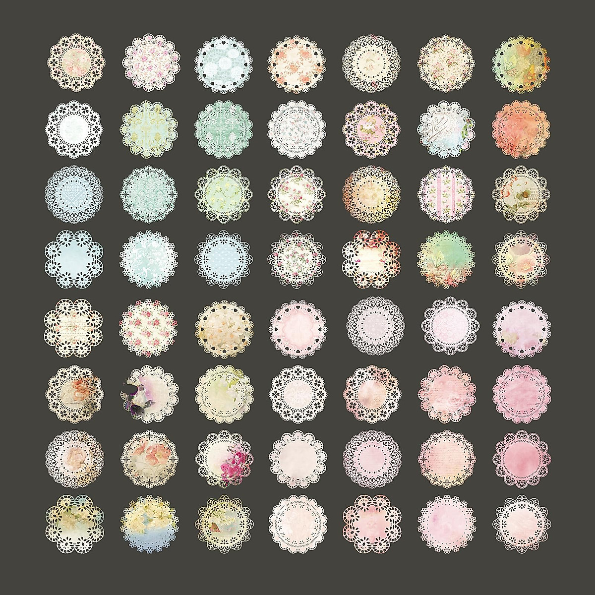 120 Pcs Lace Paper Decoupage Paper Round Lace Paper Lace Table Doilies for Aesthetic Journals Junk Journal Planners Vintage Journaling Supplies Crafts（A）