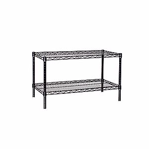 Omega Shelving Storage | 2 Tier Starter Shelving Unit 18" Deep x 30" Wide x 14" High - 800 lb Capacity per Shelf, Adjustable Wire Shelving, Tool-Free Assembly |Black Shelving