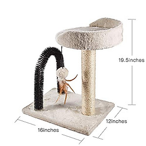 PEEKAB Cat Scratching Post with Cat Tower Tree and Cats Arch Self Groomer Massager Brush Kitty Ball Toys for Kittens and Small Cats