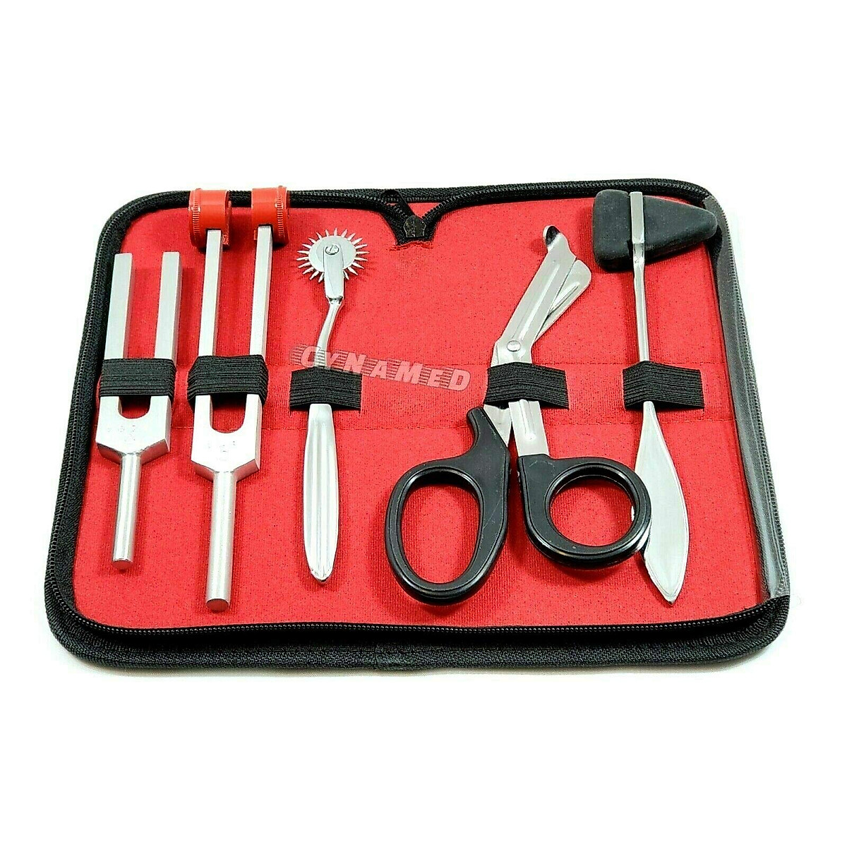New 5 Piece Student Diagnostic Kit - Reflex Taylor Hammer and Tuning Fork Set C 128 and C 512. Includes Wartenberg Pinwheel, Premium Steel Bandage Scissor 7.5” Black