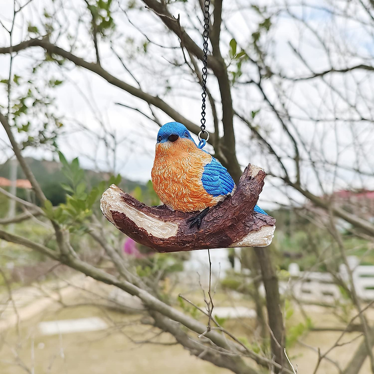 Chambtalie Bluebird On A Branch Statue Garden Decor Resin Bluebird Collectible Figurine Handmade Art Animal Decorative Garden Sculpture Yard Outdoor Home Decoration Bird Lover Gifts