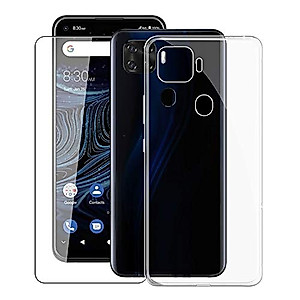 Phone Case for ZTE Blade X1 5G (6.5"), with [1 x Tempered Glass Protective Film], KJYF Clear Soft TPU Shell Ultra-Thin [Anti-Scratch] [Anti-Yellow] Case for ZTE Blade X1 5G - Transparent