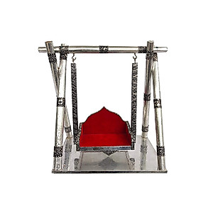 Generic Bhuvika Home Designs Aluminium and Oxodized Pooja JhulaSwingPalnaNand Gopal PalnaLaddu Gopal PalnaKrishna Jhula, Silver