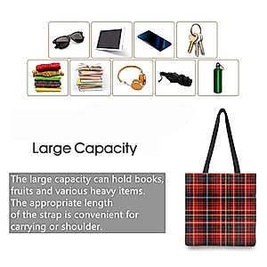 Tote Bag for Women,Colorful Innes Clan Scottish Plaid Cute Bags Hand bags for Travel, Work