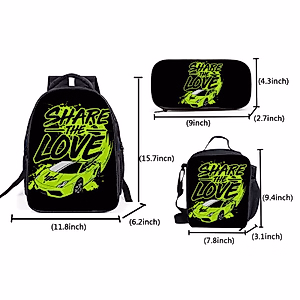 Qinunipoto Share The Love Backpack 3 Piece Set Backpack for Travel Bag and Lunchbox and Pencil Pouch