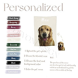 Custom Pet Blanket, Personalized Pet Photo Blanket, Custom Dog Blanket with Photo and Name, Custom Pet Portrait Blanket - Customized Soft Flannel Fleece Blanket Gift for Pet Lover, Birthday, Christmas