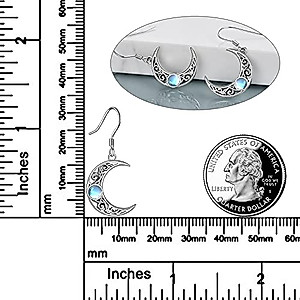 POPLYKE Moonstone Earrings for Women Crescent Moon Sterling Silver Celtic Irish Jewelry Hypoallergenic Gifts for Girl Mother Daughter Sister