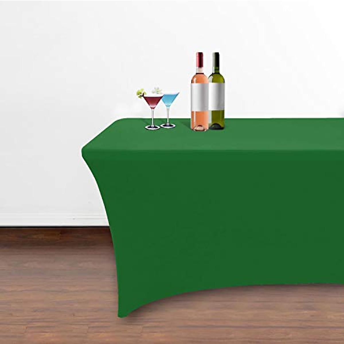 Obstal 6ft Stretch Spandex Table Cover for Standard Folding Tables - Universal Rectangular Fitted Tablecloth Protector for Party （Emerald Green, 72 Length x 30 Width x 30 Height Inches）