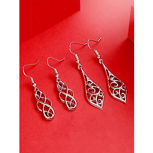 7 Pairs Celtic Knot Dangle Earrings Knot Silver Earrings Teardrop Hoop Earring
