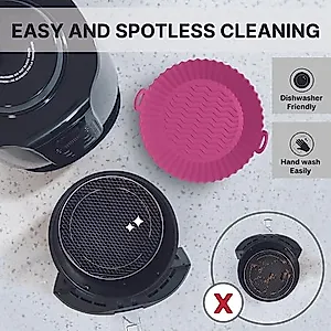 KH 3-Pack Air Fryer Liners for 3 to 5 QT, Silicone Air Fryer Liners, Airfryer Liners, Air Fryer Silicone Liners, Air Fryer Liner Reusable, Air Fryer Basket, Air Fryer Liners Silicone (Pink)