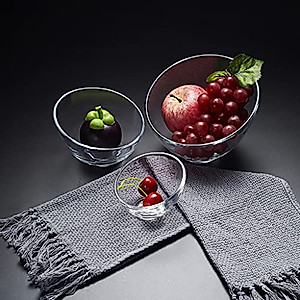 EERINESS Dinner Plates Soup Bowls Glass Bowl Salad Bowl Glass Bevel Bowl Seasoning Bowl Juice Cutlery Tableware Ramen Bowl (Size : M2pcs)