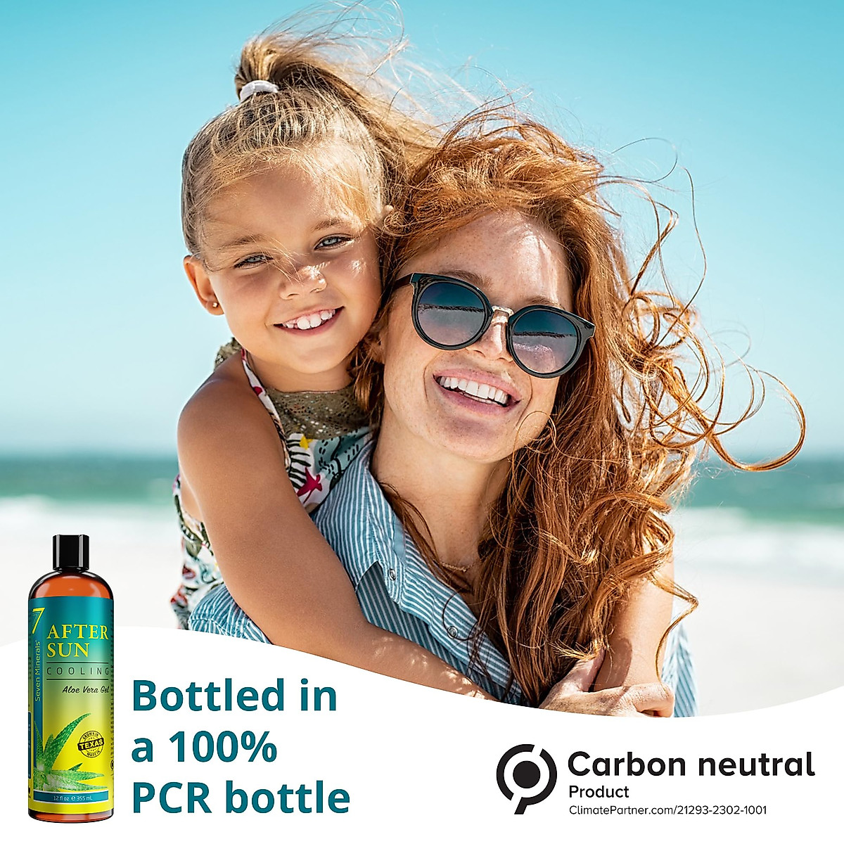 Seven Minerals NEW Cooling After Sun Gel with Aloe Vera - For Skin & Face with Instant Sunburn Relief. Unlike Regular Aftersun Lotion With Cucumber & Vitamin E (12 Fl Oz)