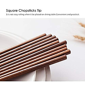 Chopsticks Reusable Chinese Wooden Chopsticks Dishwasher Safe Chopstick,Pack of 10 Natural Health for Cooking Eating,Korean & Japaness Style,9.8 inch Long,Brown