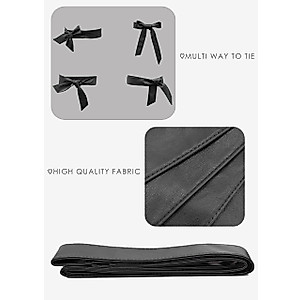 TeeYee Women Obi Belt Fashion Solid Color PU Leather 4.5cm Wide Waist Band 70 Inch in Extra Size (black)