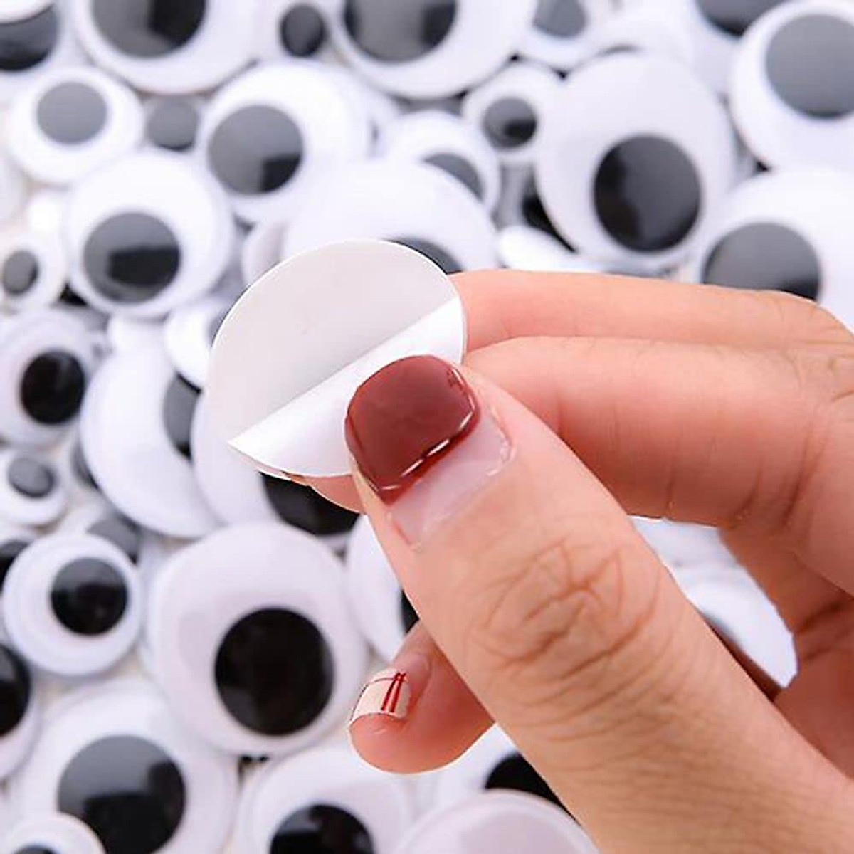 Self Adhesive Googly Wiggle Eyes, Multi Colors and Sizes Craft Sticker Eyes DIY Scrapbooking Crafts Projects Dolls Accessories(Black Mixed 100PCS)