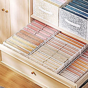 Wardrobe Clothes Organizer,Washwable 6/7/9/11/12 Grids Compartment Storage Box for Bra Underwear Jeans T-Shirt Leggings,Mesh Closet Drawer Organizer Clothes Drawer
