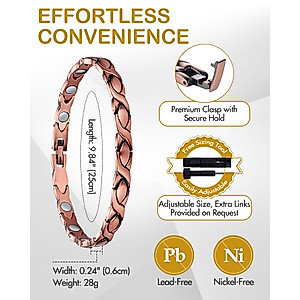 Feraco Magnetic Copper Anklets for Women Copper Ankle Bracelet for Women 99.99% Pure Copper with Magnets for Feet & Ankles (X Shape)