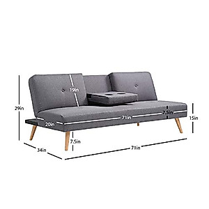 AC Pacific Hobbs Modern Contemporary Button Tufted Living Room Sofa Bed, Grey