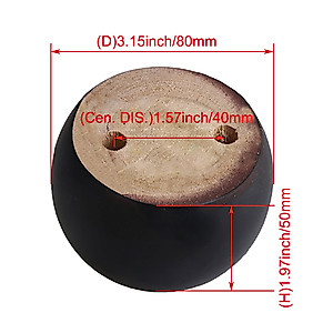 4pcs 40mm Height Brown Eucalyptus Wood Round Bun Furniture Feet Sofa Cabinet Couch Legs