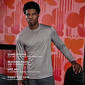 Hanes Men's Long Sleeve Cool Dri T-Shirt UPF 50+, X-Large, 2 Pack ,White