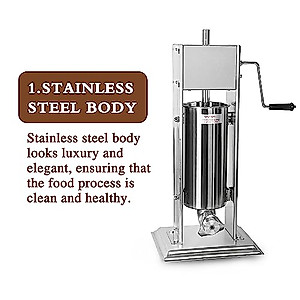 BADEZ Hand Crank Churro Maker, 5L Stainless Steel Spanish Churro Machine, with 4 Nozzles, Commercial Latin Fruit Machine for Restaurants Cafeterias Bakeries Home